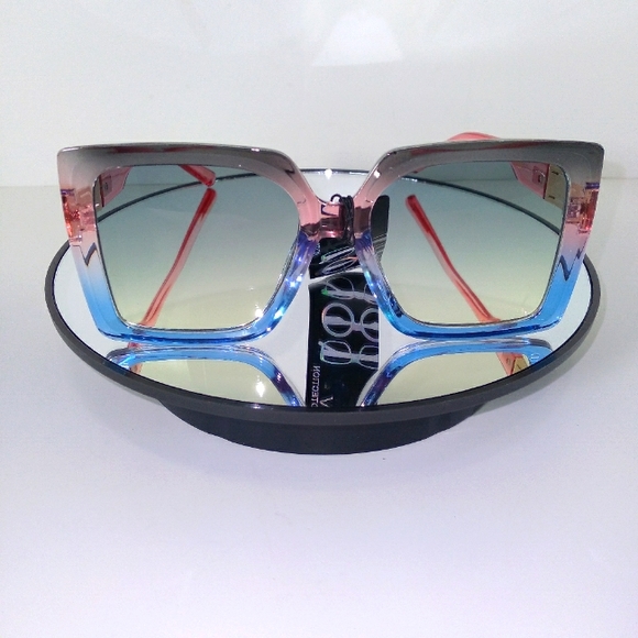 Accessories | Multicolor Clear Oversized Gold Rectangle Temple Square ...
